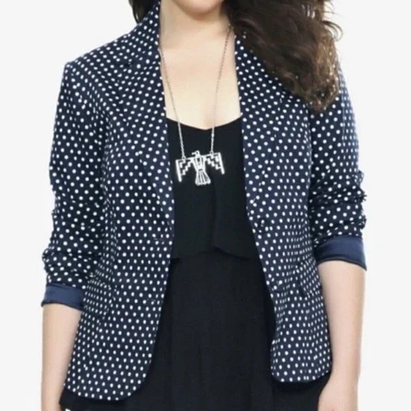 torrid | Jackets & Coats | Torrid Plus Size Navy Polka Dot Blue Blazer ...